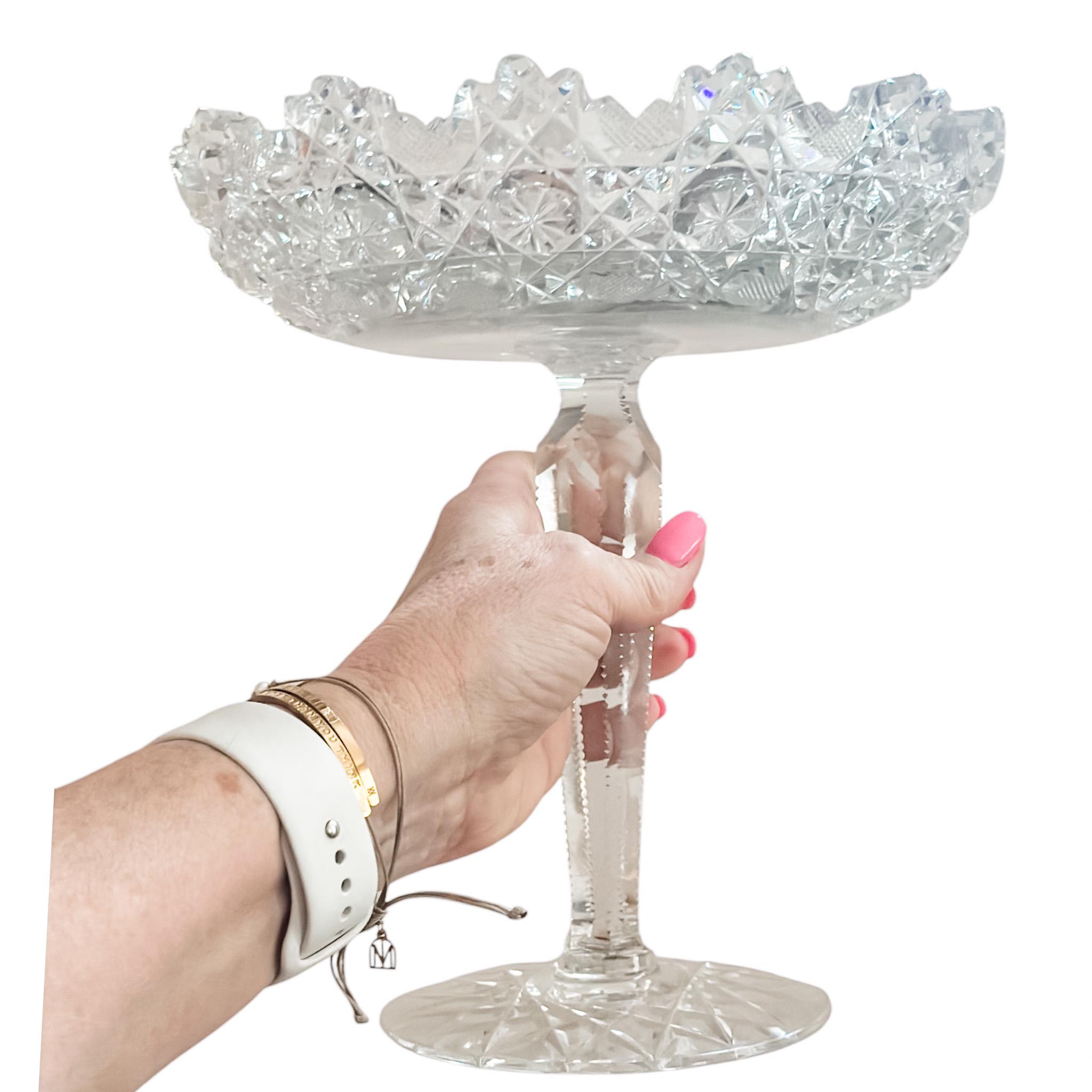 Vintage American Brilliant Period Cut Glass Compote Set, Elegant ...