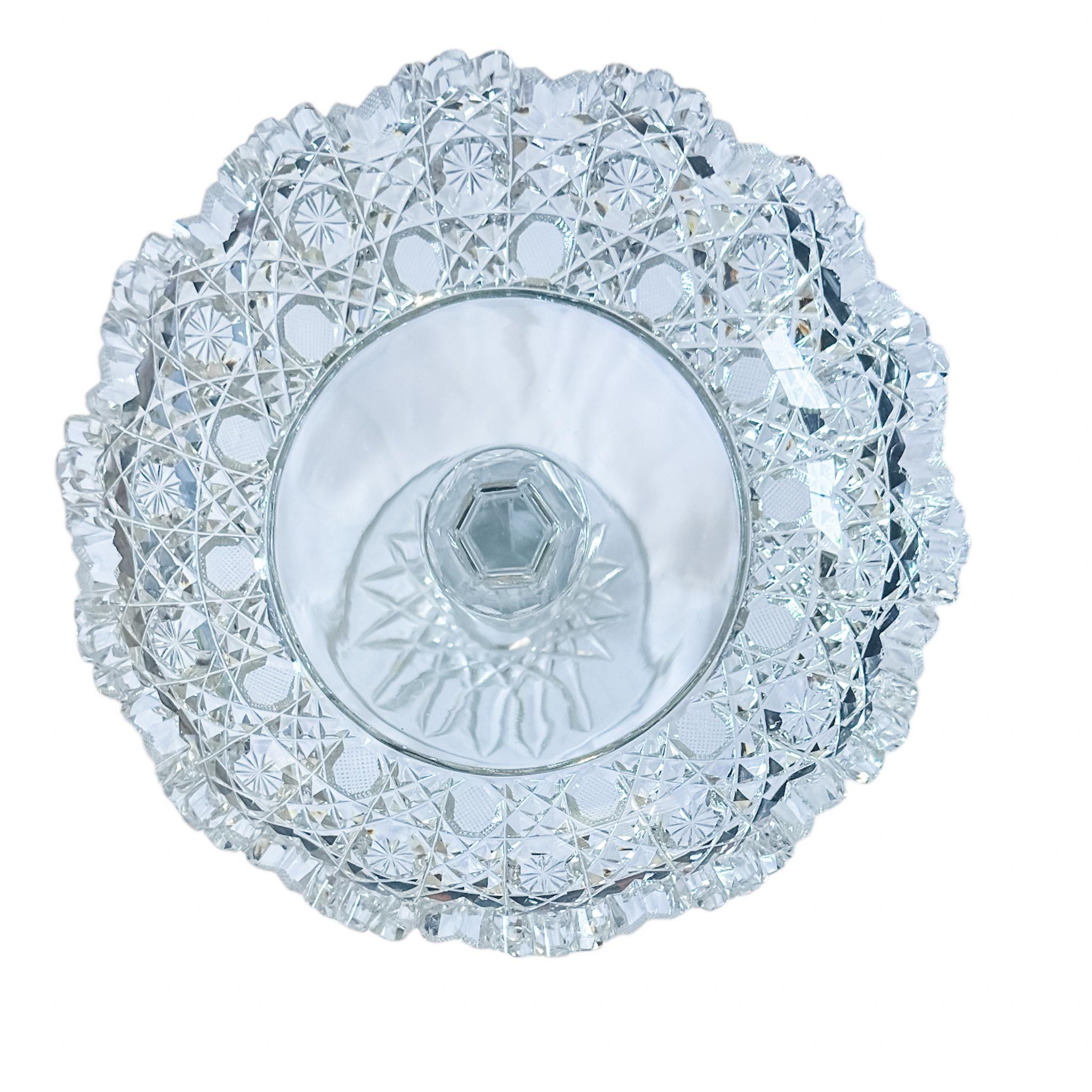 Vintage American Brilliant Period Cut Glass Compote Set, Elegant ...
