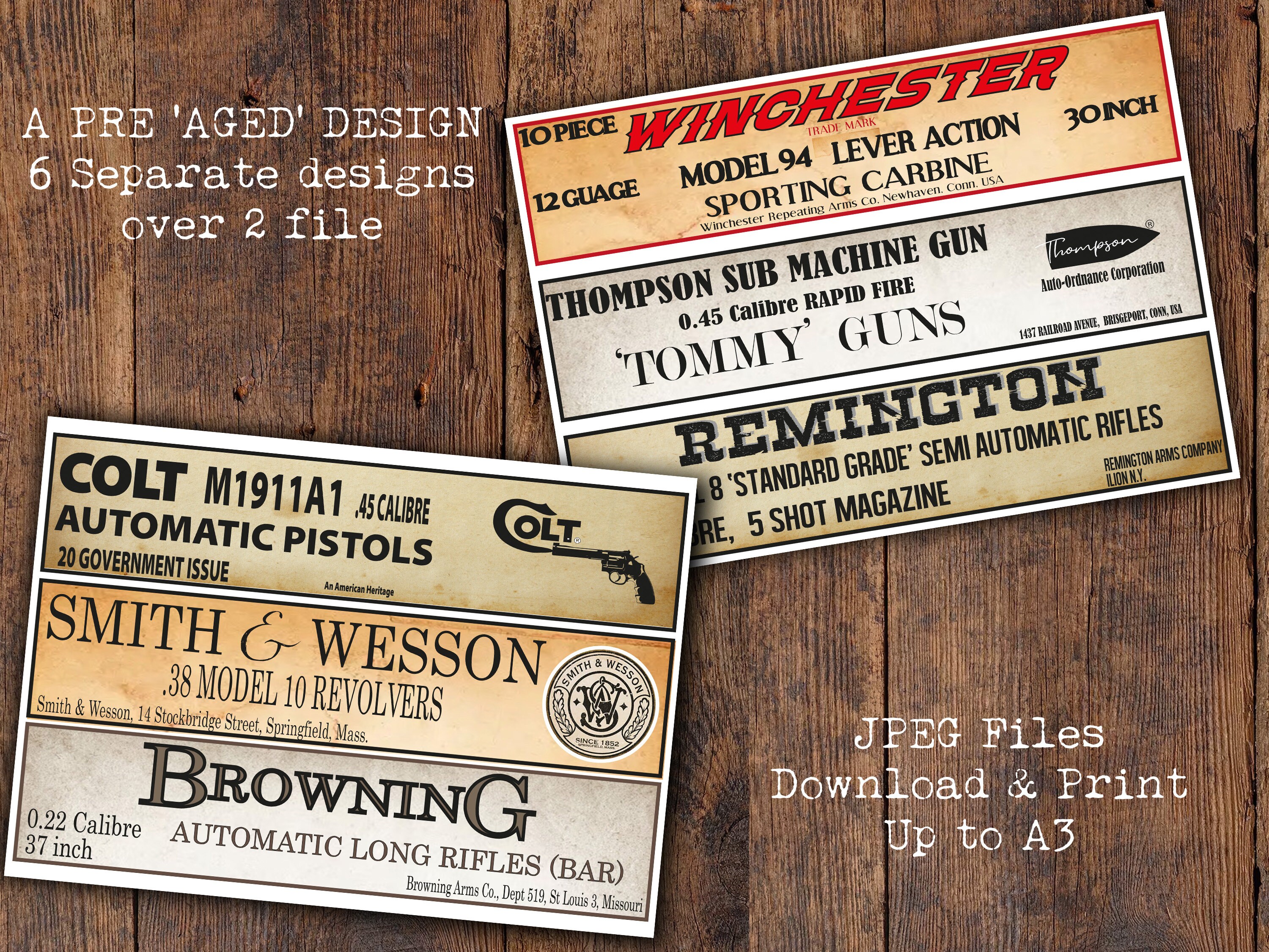 6 Speakeasy GUN CRATE LABELS, Large Downloadable Party Prop Décor ...