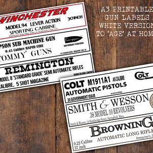 6 Speakeasy GUN CRATE LABELS, Large Downloadable Party Prop Décor ...
