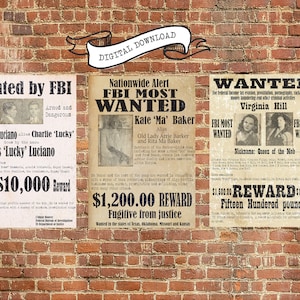 Retro Gangster Wanted Posters: 1920s Speakeasy Party Decor (digital ...
