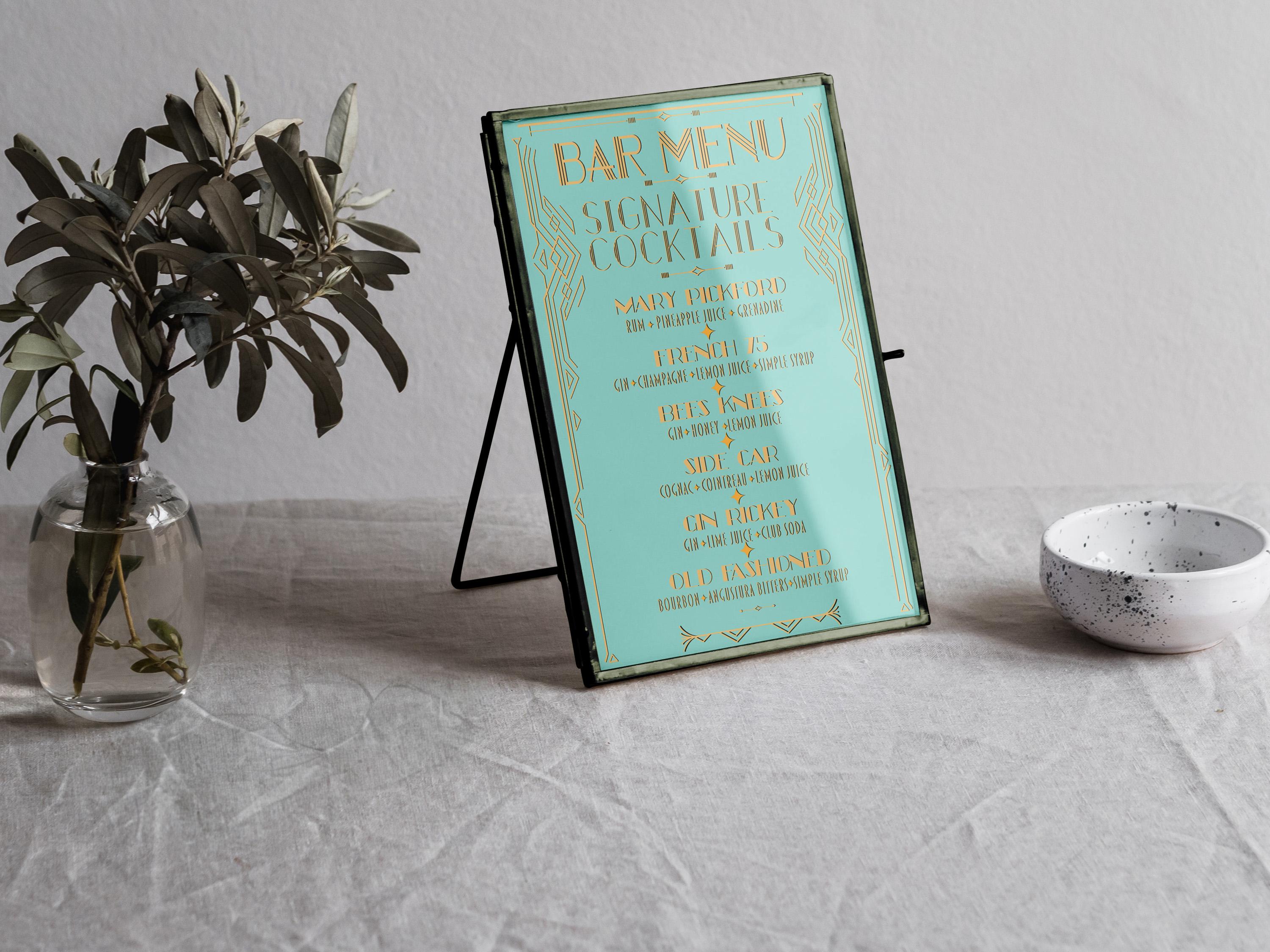 Custom Art Deco Signature 6 Cocktail Sign: 1920s Speakeasy Bar Gatsby ...