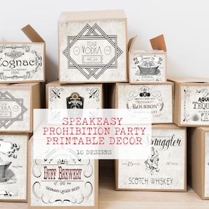 Speakeasy Booze Crate Labels: Vintage Prohibition Party Decor ...