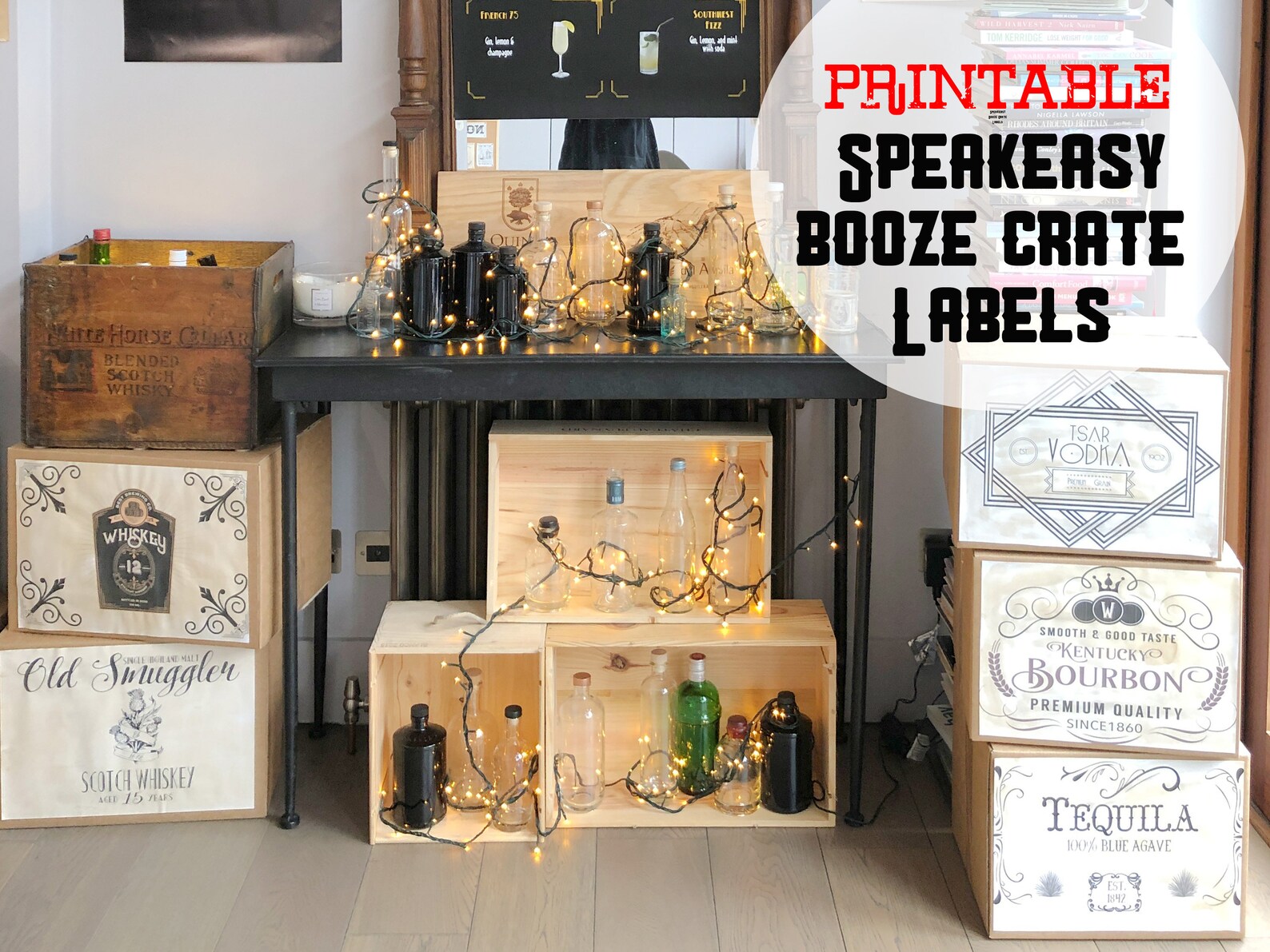 Speakeasy Booze Crate Labels: Vintage Prohibition Party Decor ...