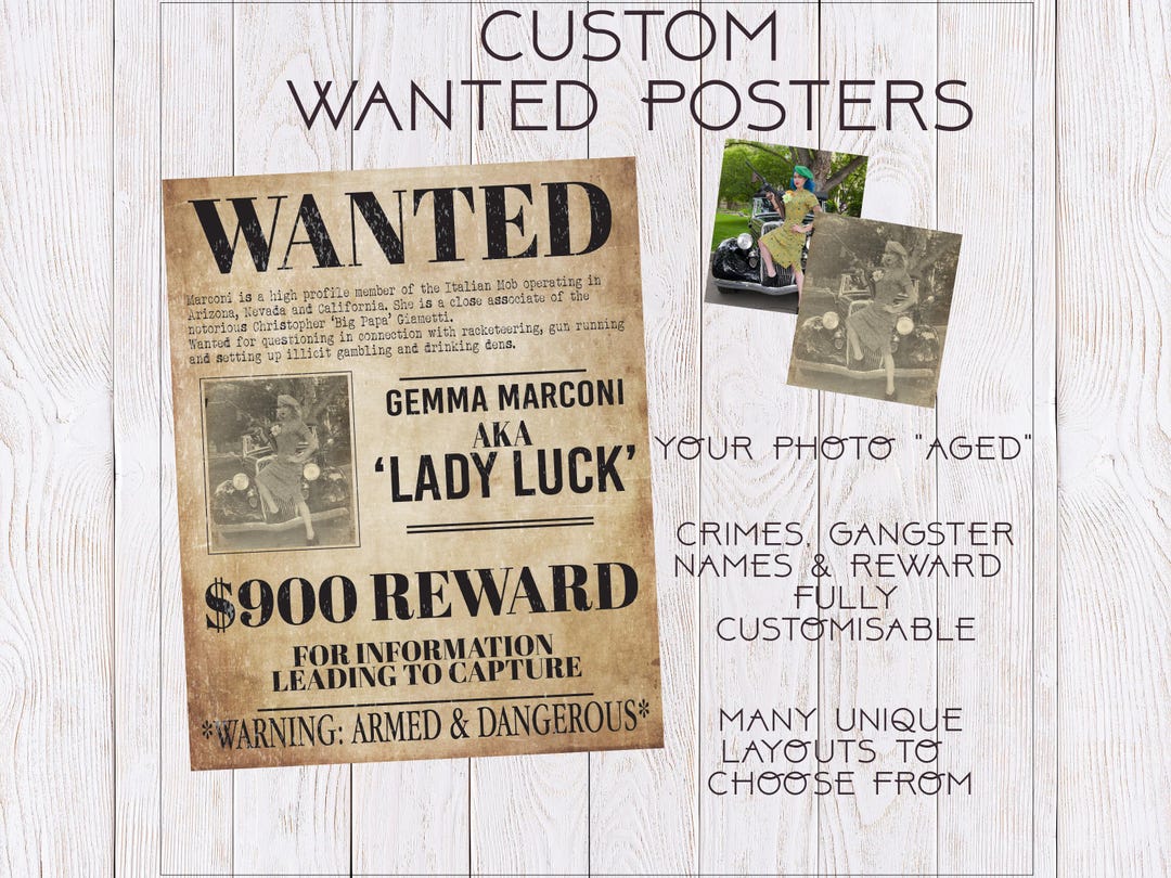 Custom Gangster Wanted Poster: Speakeasy Gatsby Party Decor (digital ...