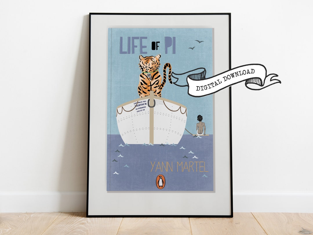 Life of Pi Book Cover Art Print: Retro Illustration Literary Poster ...