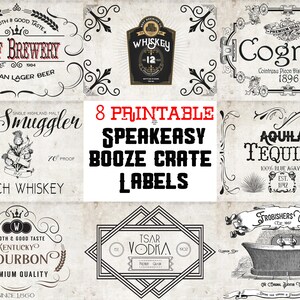 Speakeasy Booze Crate Labels: Vintage Prohibition Party Decor (A3 ...