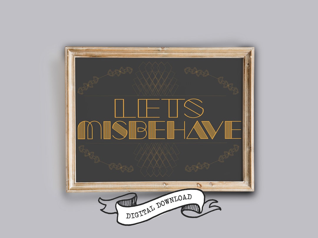 LETS MISBEHAVE Art Deco Poster, Retro Downloadable 1920s Print, Roaring ...