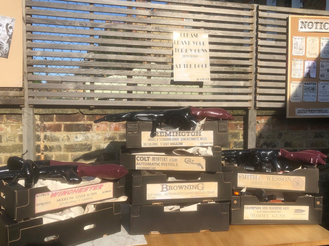 6 Speakeasy GUN CRATE LABELS, Large Downloadable Party Prop Décor ...