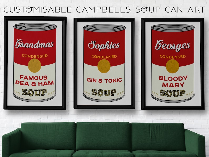 Campbells Soup Can Retro Poster. 1960s Pop Art, Vintage Wall Art, Andy ...