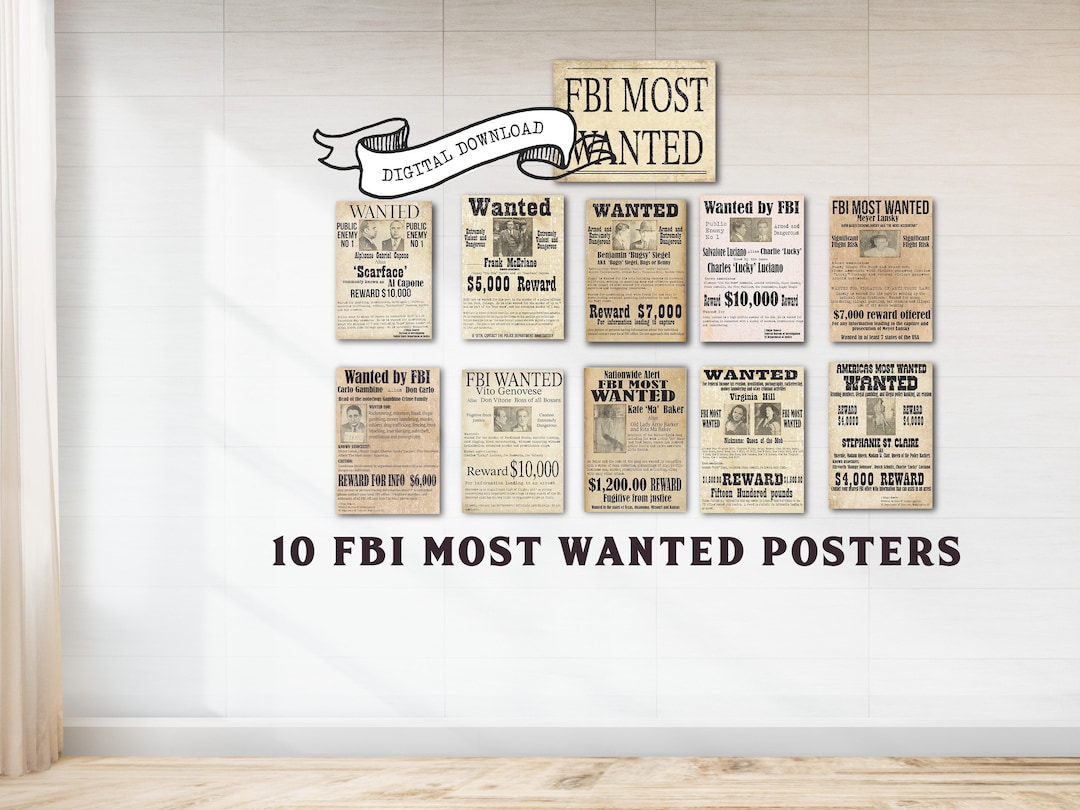 Retro Gangster Wanted Posters: 1920s Speakeasy Party Decor (digital ...