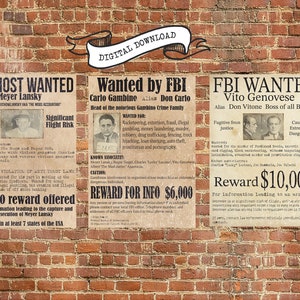 Retro Gangster Wanted Posters: 1920s Speakeasy Party Decor (digital ...