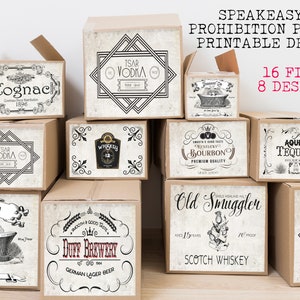8 Speakeasy Booze Crate Labels, Large A3 Downloadable Printable Party ...