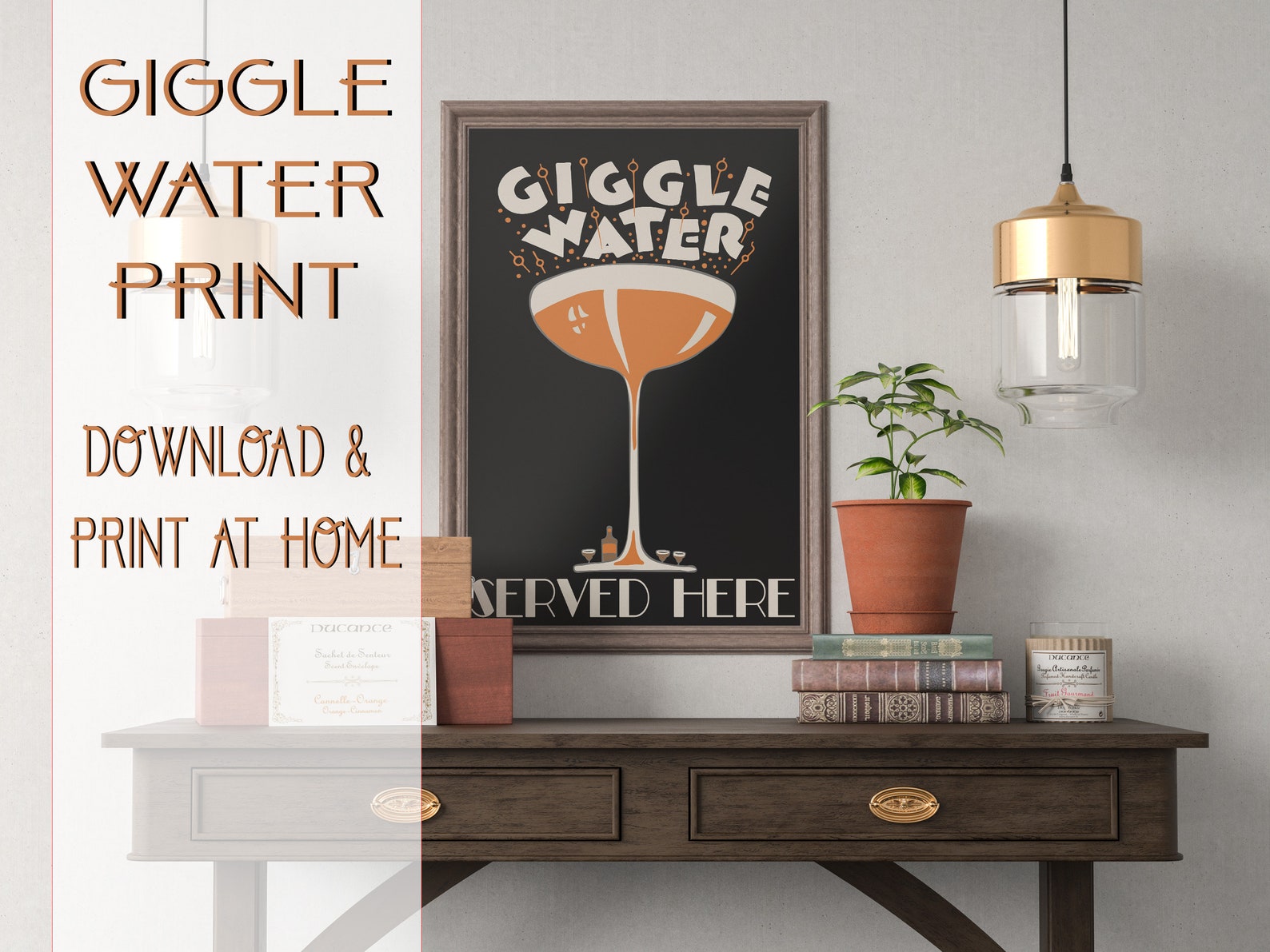 Giggle Water Art Print: Retro 1920s Speakeasy Home Bar Cart Decor ...