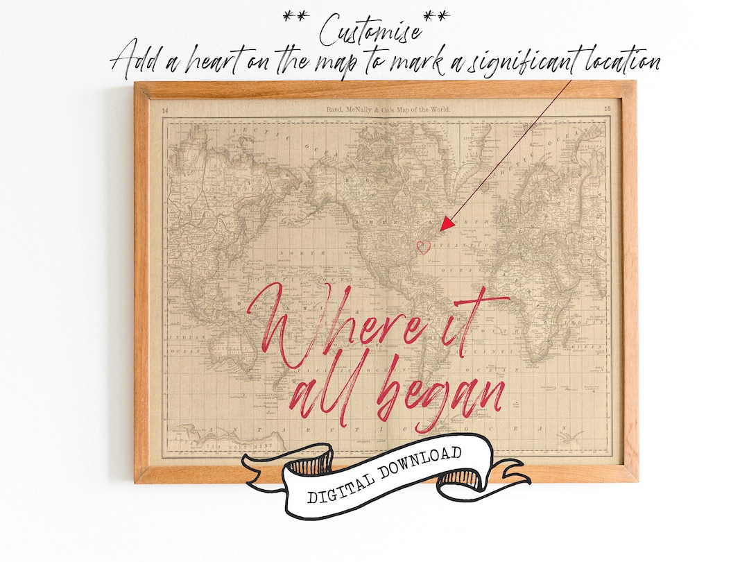 WHERE It ALL BEGAN Vintage Cartography Print, Digital Typography Map ...
