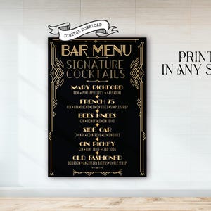Custom Art Deco Signature 6 Cocktail Sign: 1920s Speakeasy Bar Gatsby ...