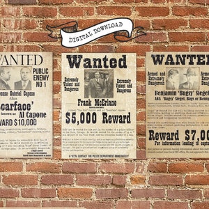 Retro Gangster Wanted Posters: 1920s Speakeasy Party Decor (digital ...