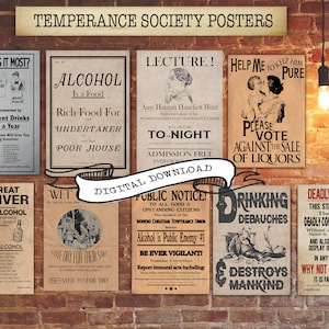 9 Temperance Society Speakeasy Posters: 1920s Gatsby Party Decor ...