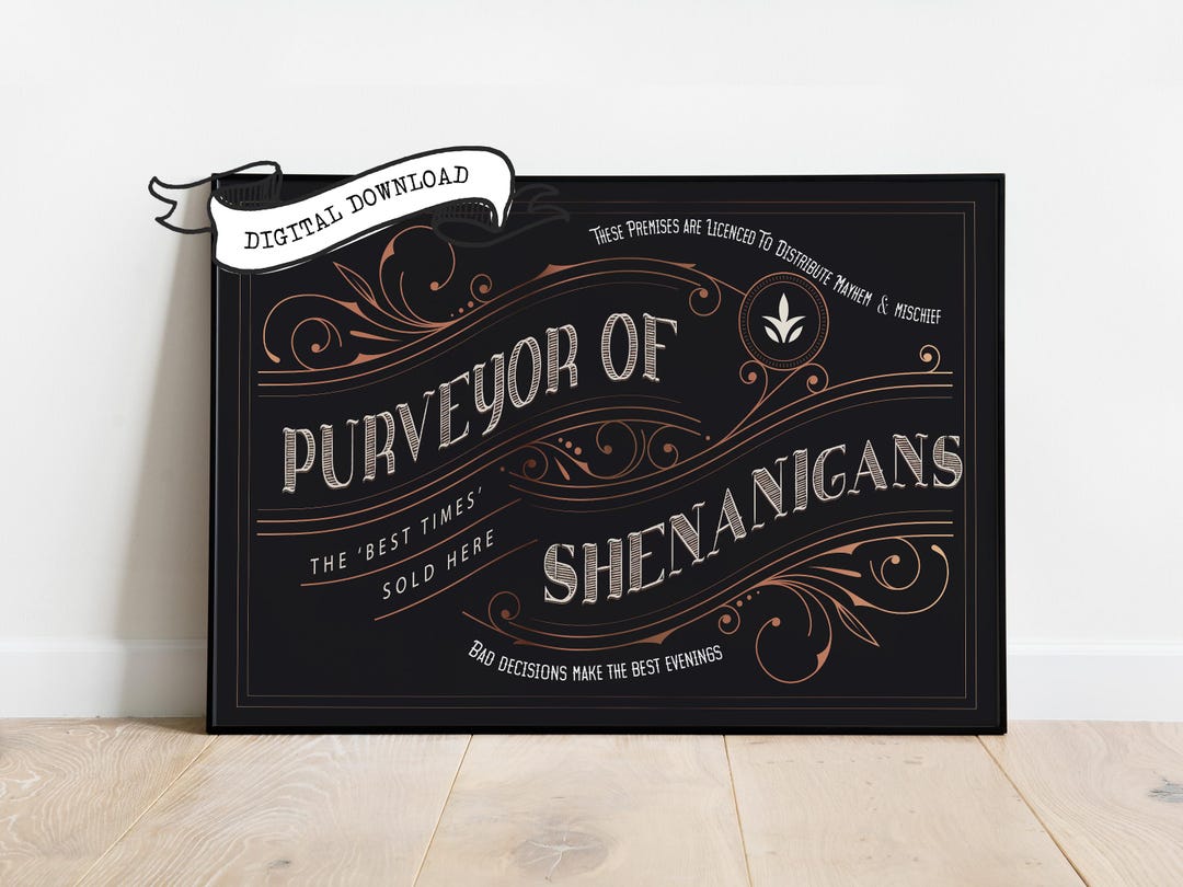 PURVEYOR OF SHENANIGANS Printable Speakeasy Art 1920s Art Deco Décor ...