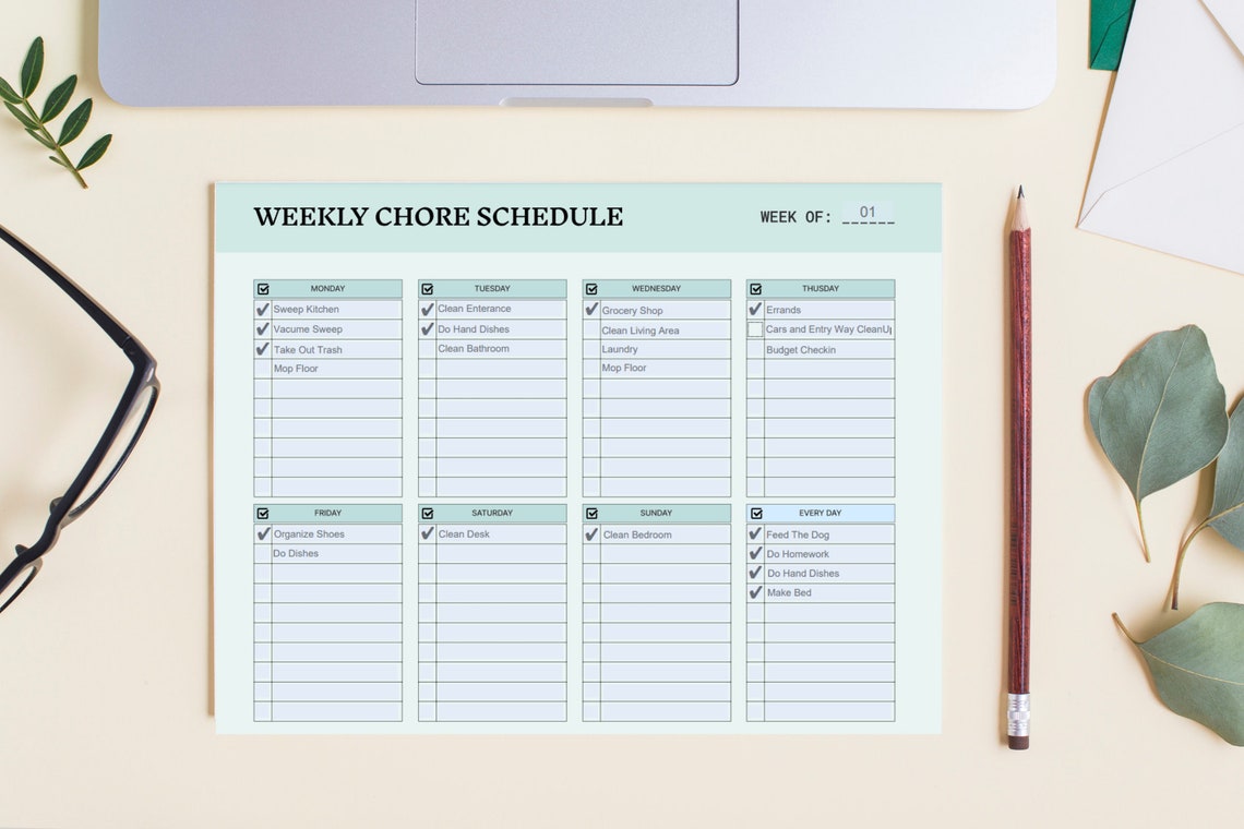 Editable Minimalist Planner Kids Chores Chart for Kids Printable Home ...