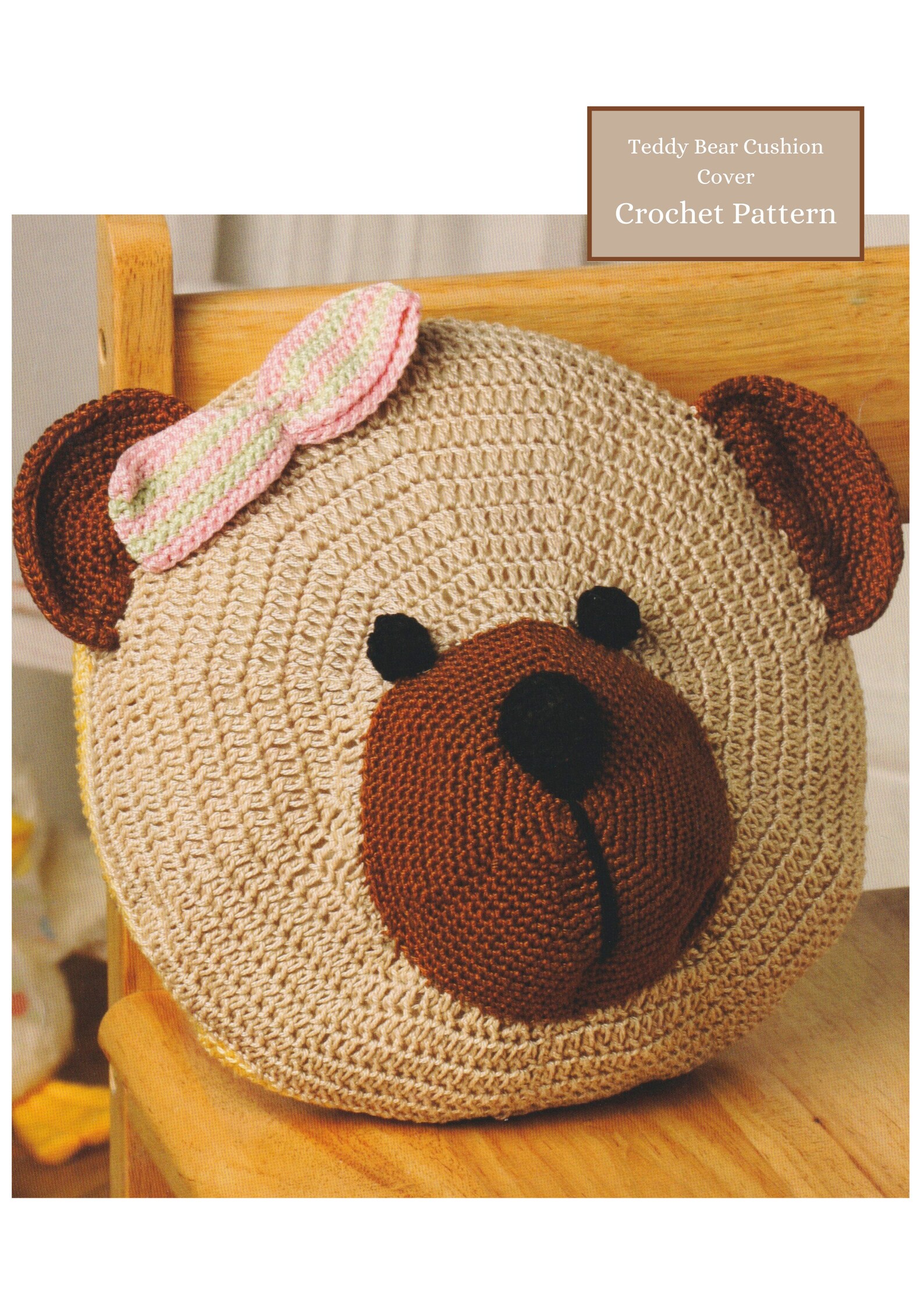 Teddy Cushion Cover Crochet Pattern Instant PDF Pattern Bear Pillow ...