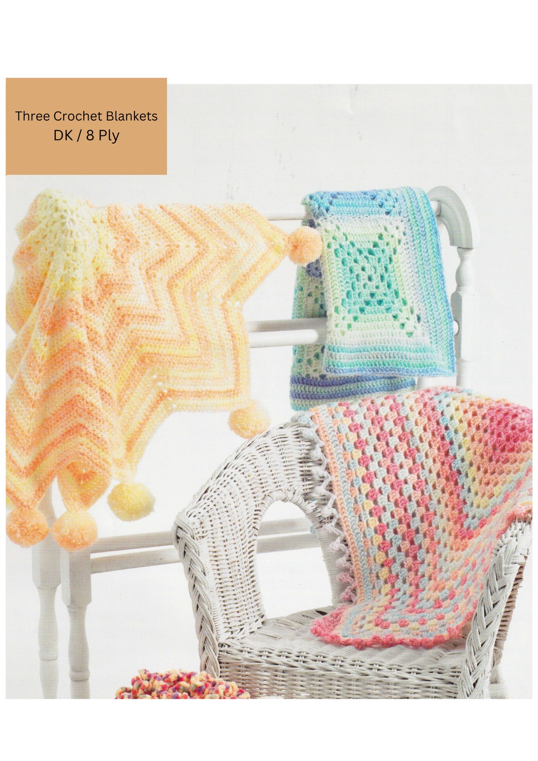 Crochet Pattern for Granny Blankets 3 Versions DK / 8 Ply Yarn Granny ...