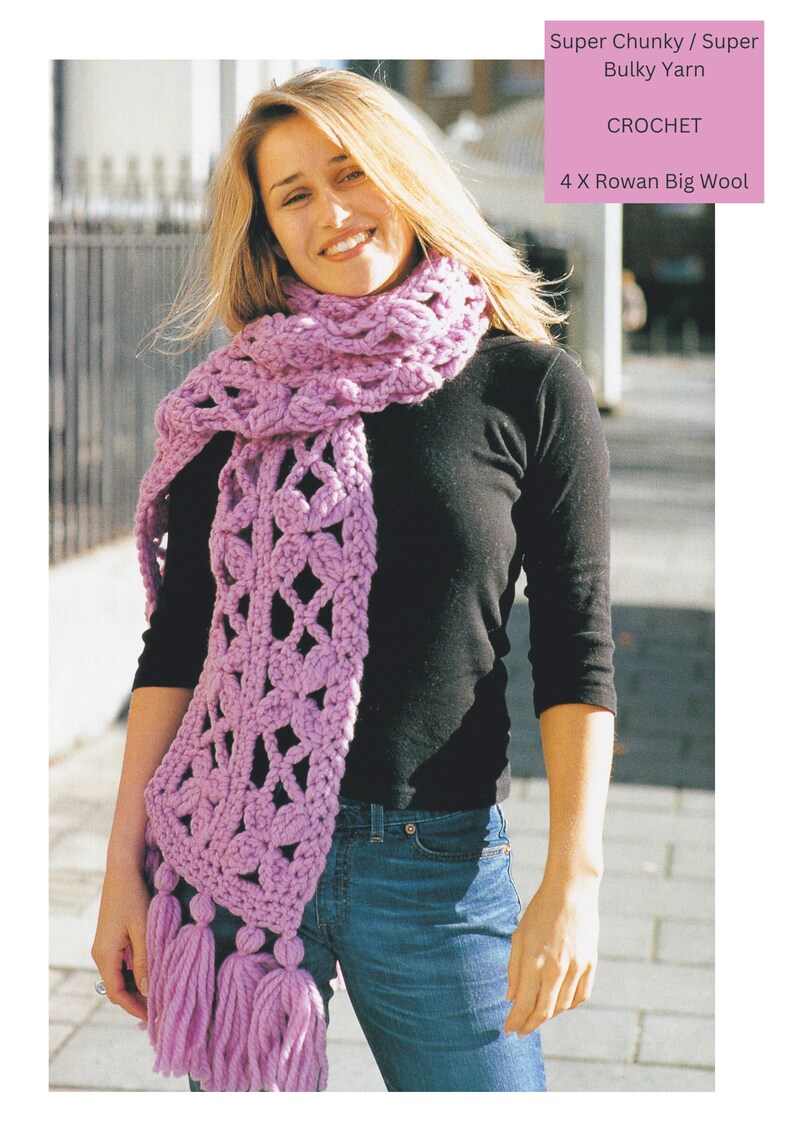Scarf Crochet Pattern Using Super Chunky / Super Bulky Yarn / Rowan Big ...