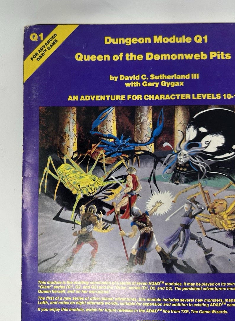 Dungeons and Dragons Queen of the Demonweb Pits 2nd Print Q1 RPG TSR ...