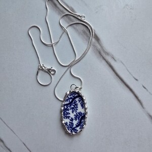 Cobalt Blue Tree Vine Pattern Broken China Plate Pendant Necklace ...