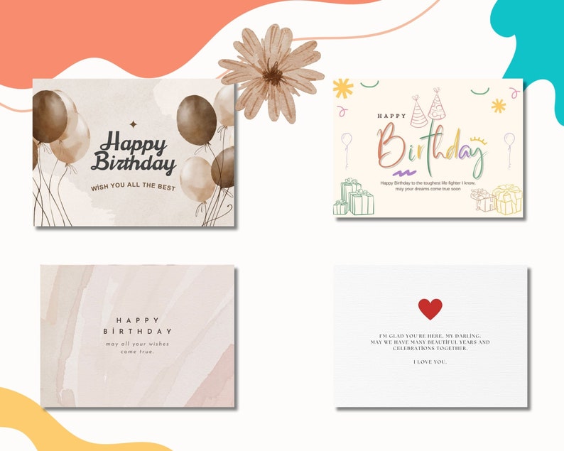Ready-to-print Birthday Card, Customizable Happy Birthday Greeting ...