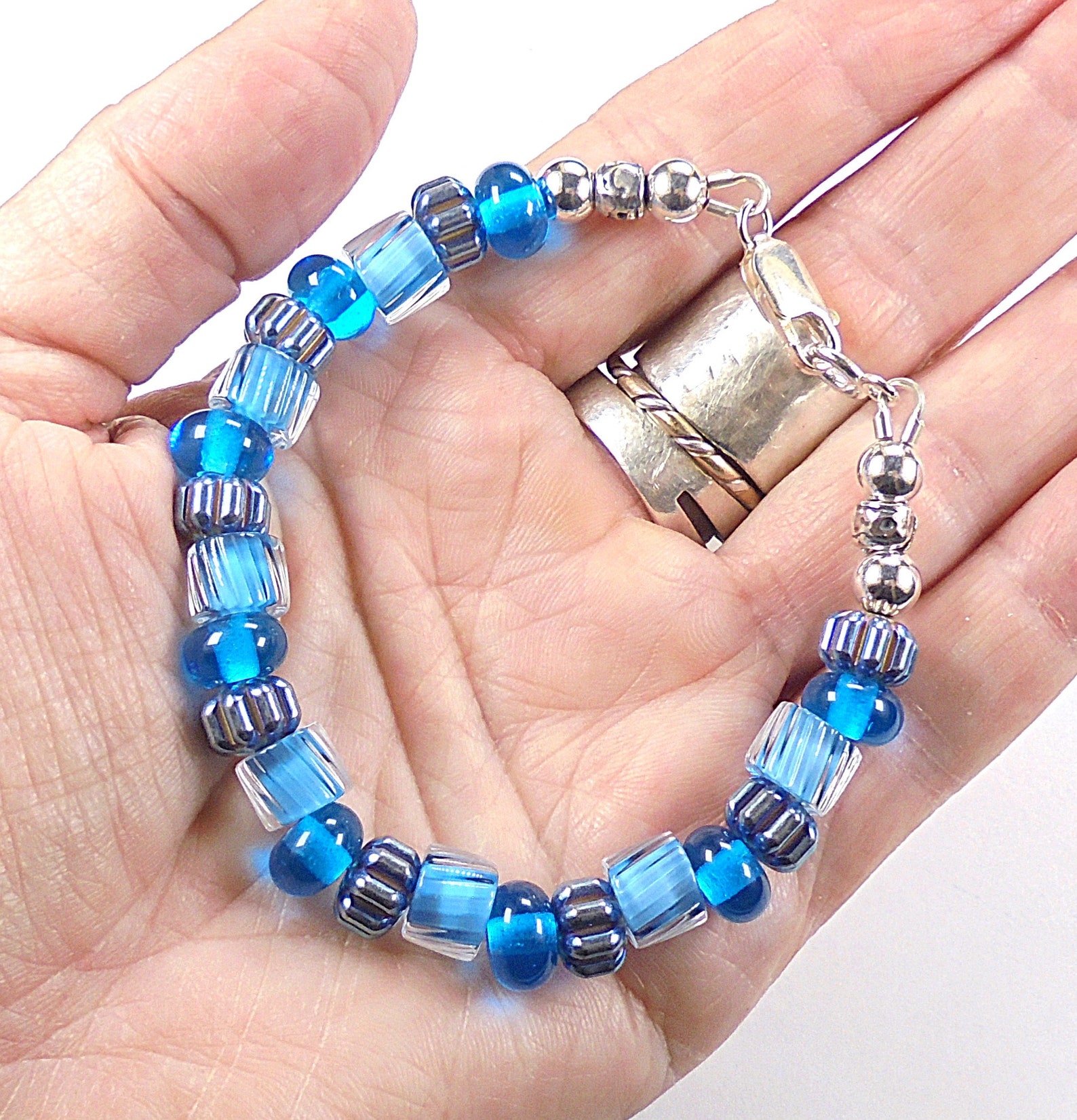 6 3/4 Blue / Blue-gray / Teal Blue Lampwork Glass Furnace Glass and ...