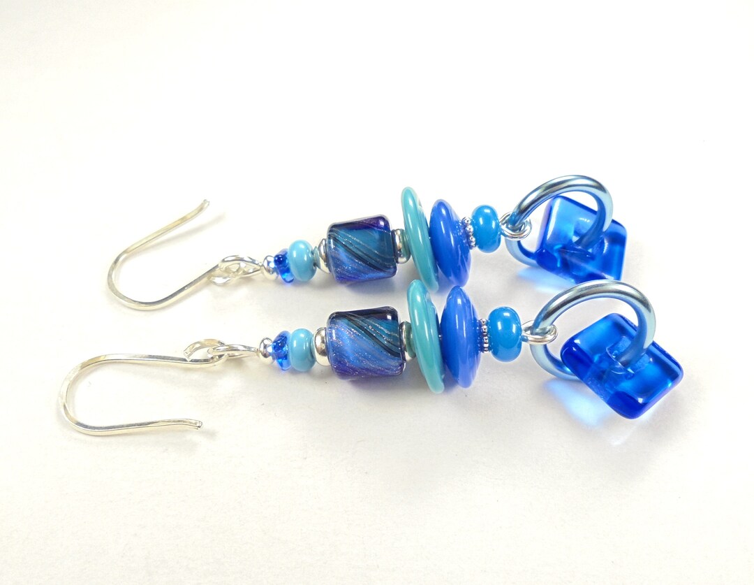 2" ~ Blue / Teal Blue / Turquoise Blue Lampwork Glass Furnace Glass ...