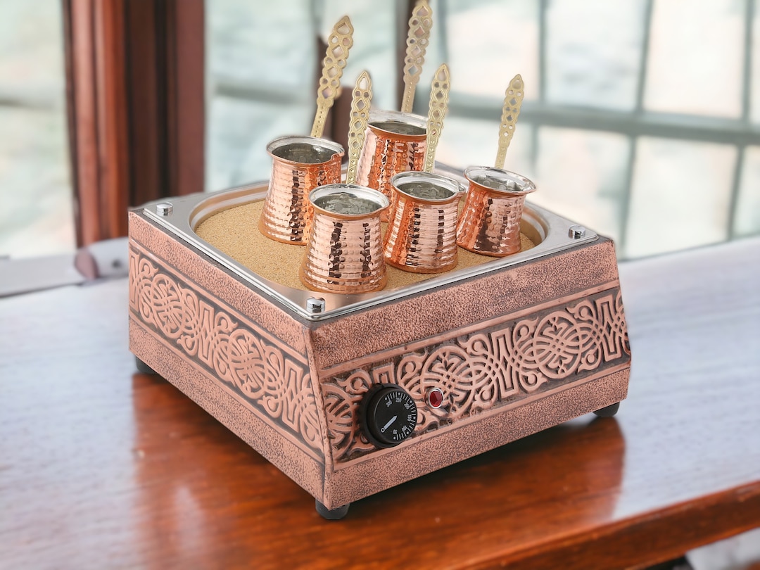 Traditional Copper Turkish Heating Sand Coffee Maker Medium Rec Ottoman ...