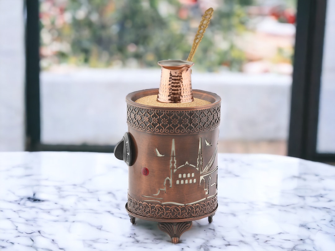 Traditional Copper Turkish Heating Sand Lazer Coffee Maker Small Circle ...