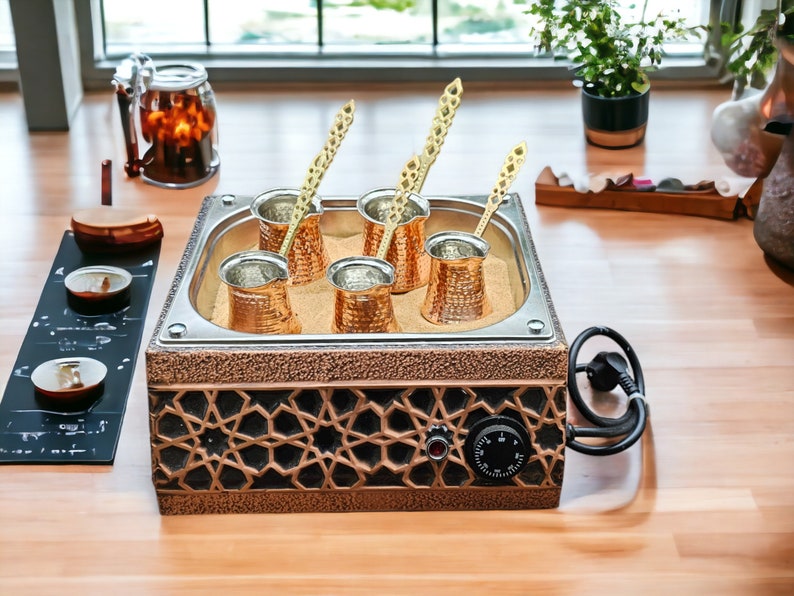 Copper Turkish Heating Sand Coffee Maker Medium Rec Polygon Design ...