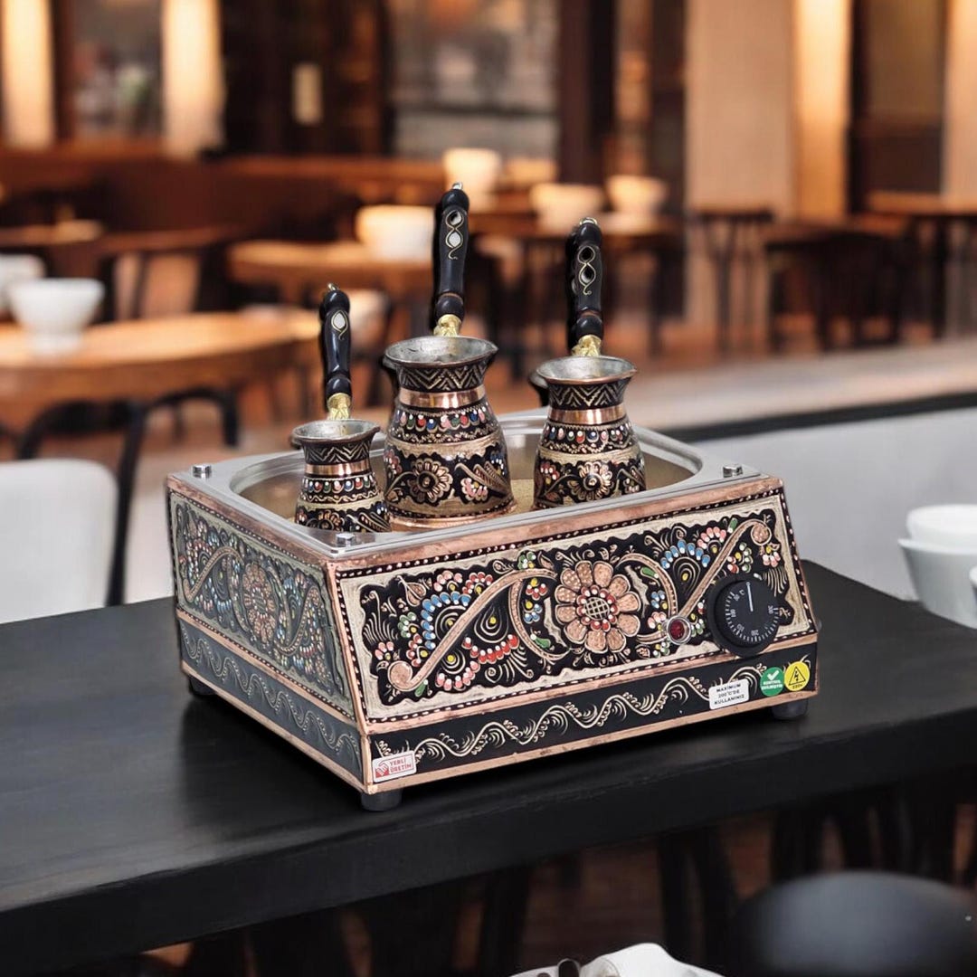 Copper Turkish Sand Coffee Maker Heating Machine Medium Rec Floral ...