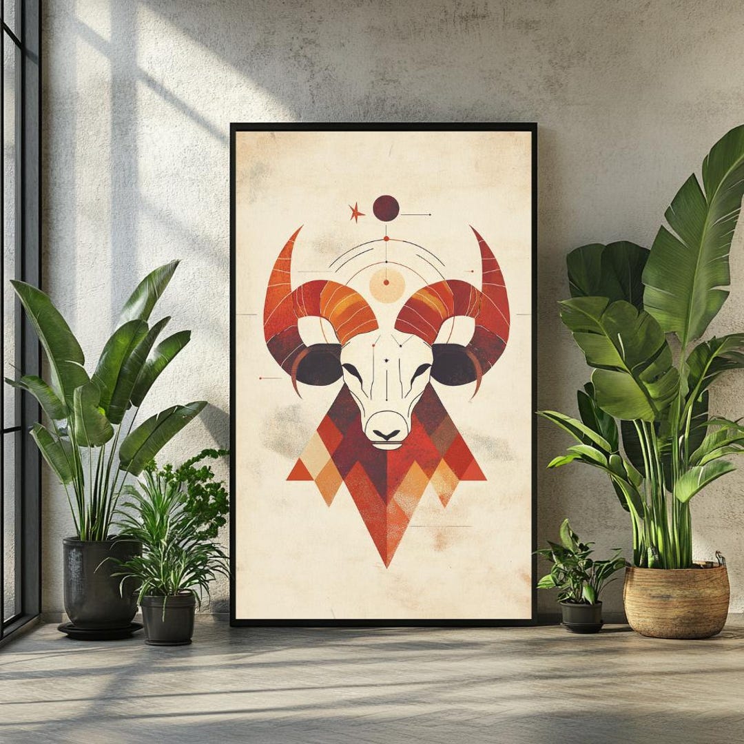 Aries Star Sign Poster, Minimalist Zodiac Art, Simplistic Wall Art ...
