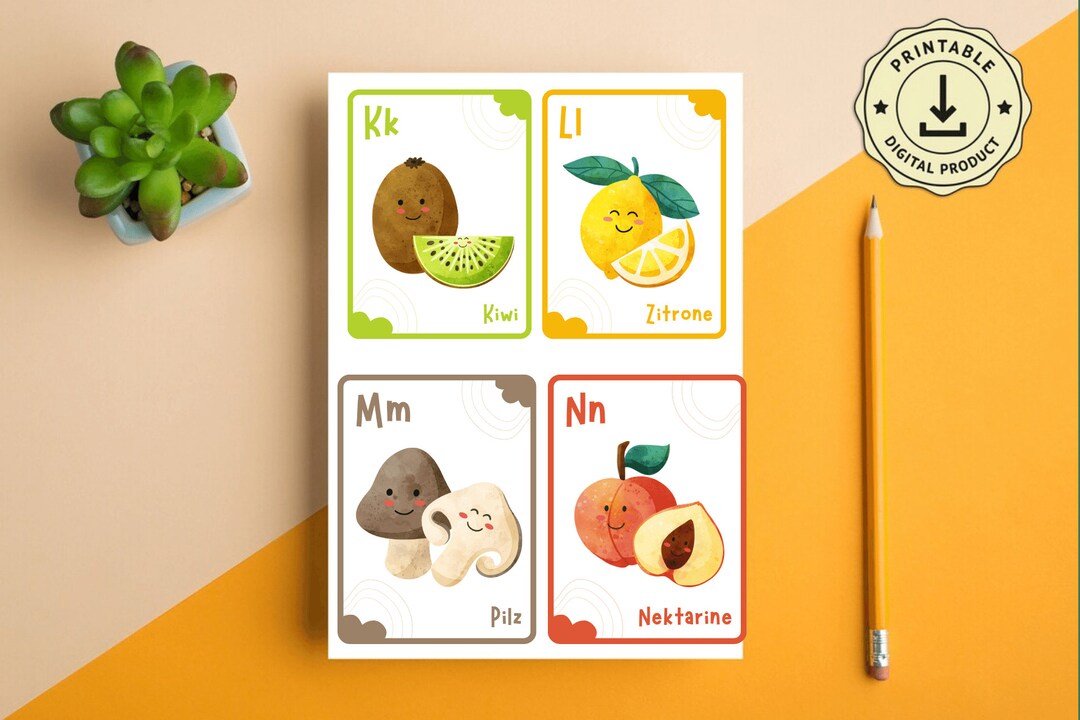 Activity Cards Alphabet Cards Fruit and Vegetables to Print Learn ...
