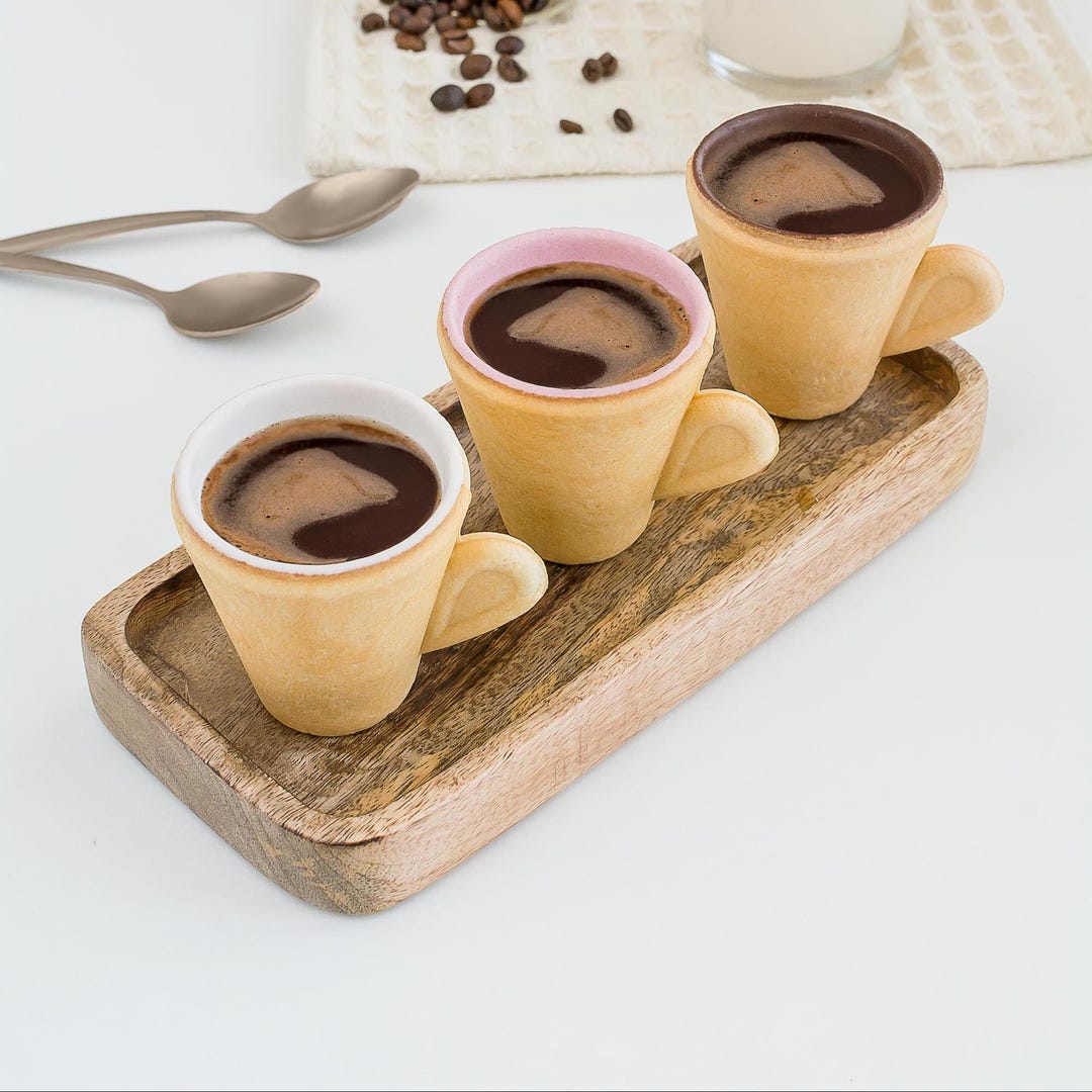 Set of Edible Espresso Cups – Cookie Cups for Milk, Desserts & Espresso ...