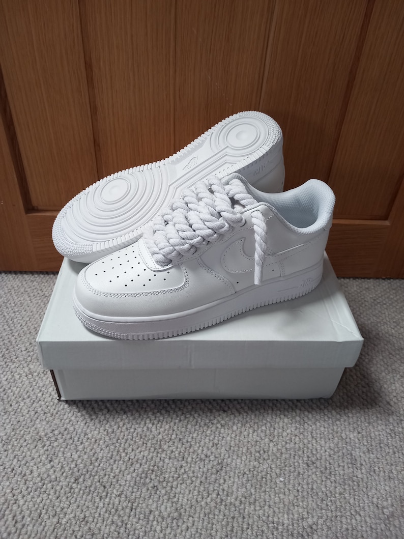 Custom Rope Lace Air Force 1 - White / White - Etsy UK