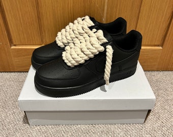 Custom Rope Lace Air Force 1 - Black / Black - Etsy UK