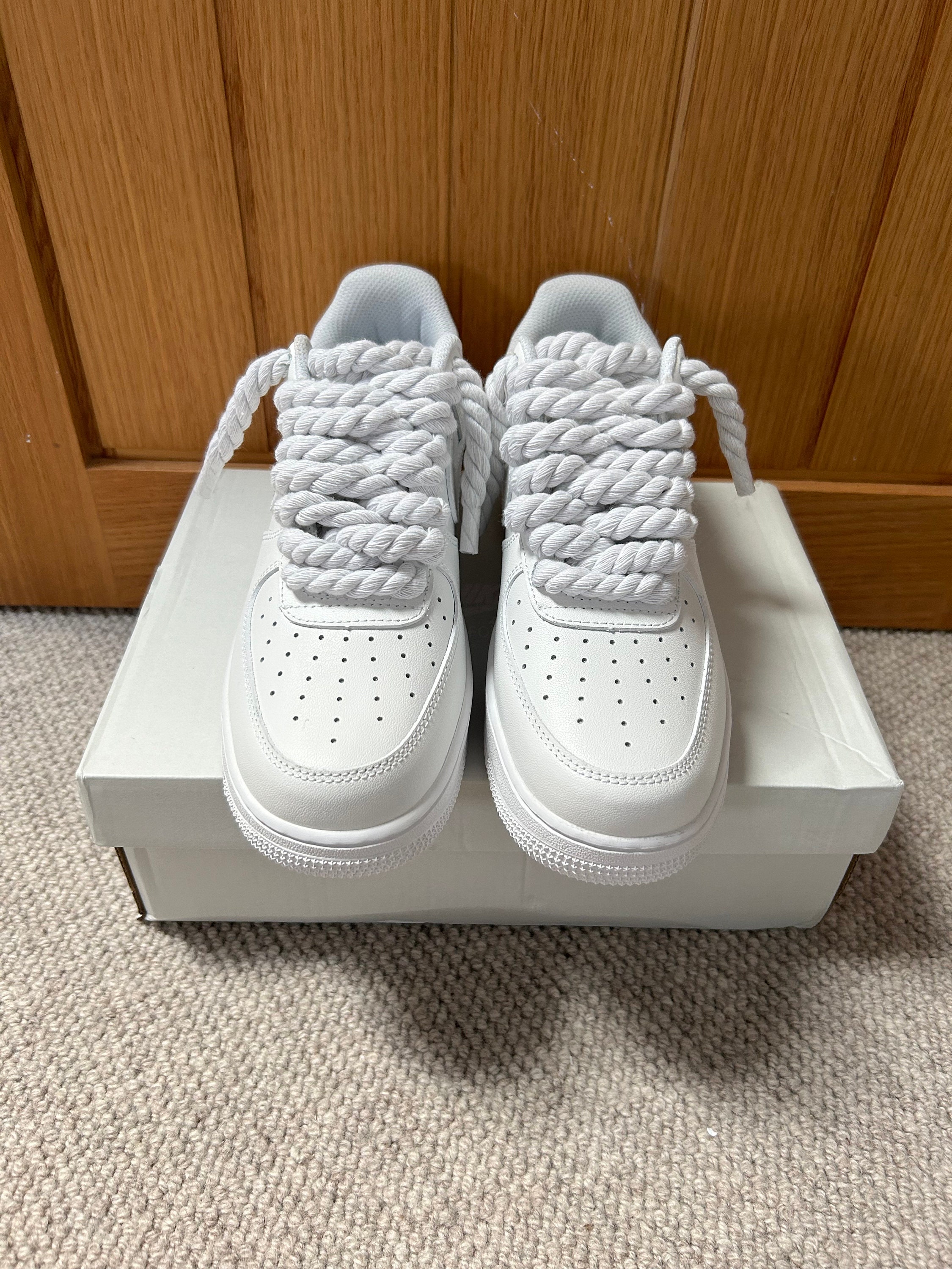 Custom Rope Lace Air Force 1 - White / White - Etsy UK