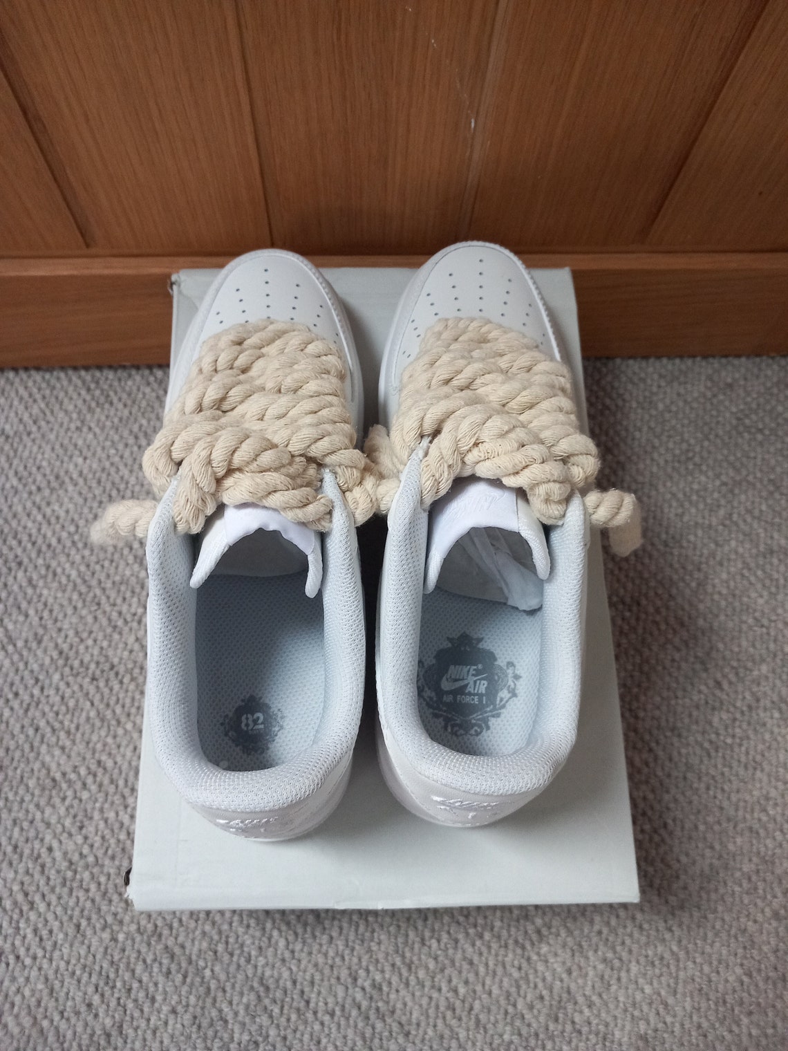 Custom Rope Lace Air Force - White / Beige - Etsy UK