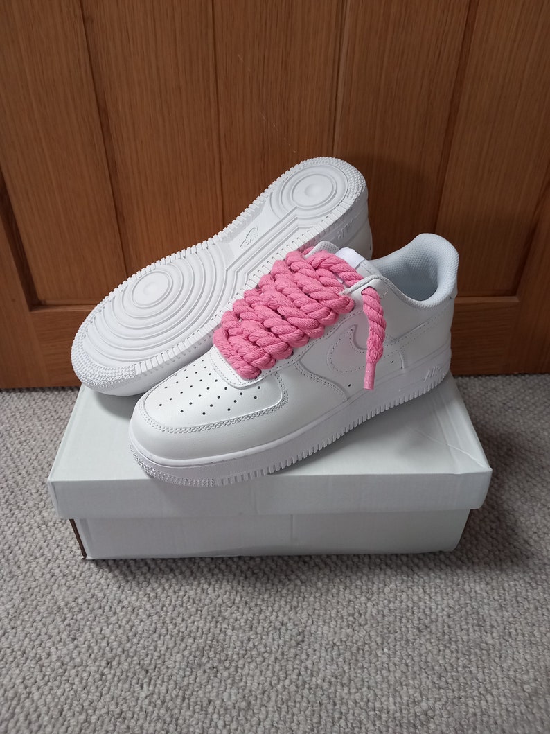 Custom Rope Lace Air Force 1 - White / Pink - Etsy UK