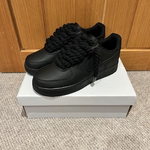 Custom Rope Lace Air Force 1 - Black / Black - Etsy UK
