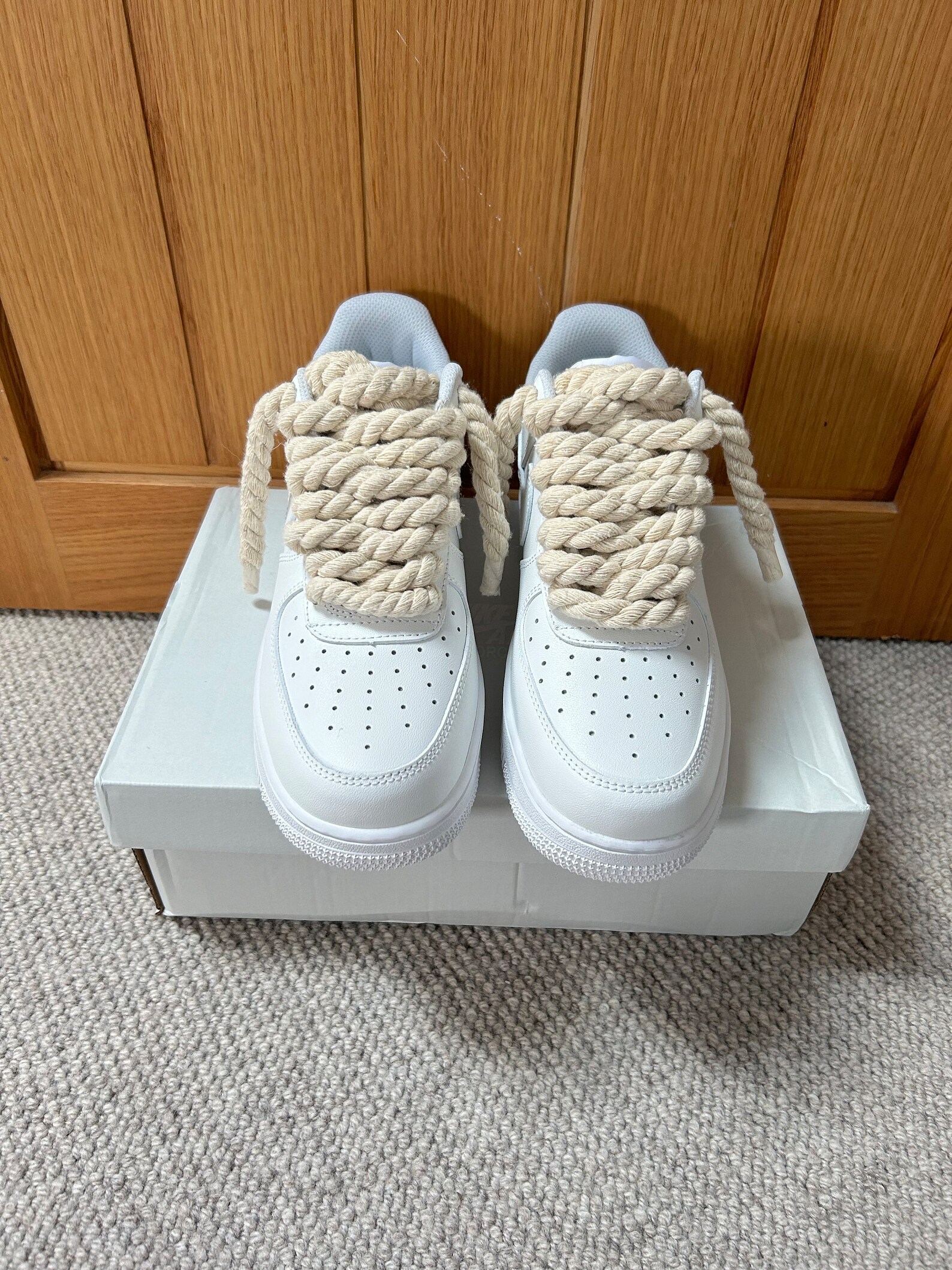 Custom Rope Lace Air Force - White / Beige - Etsy UK