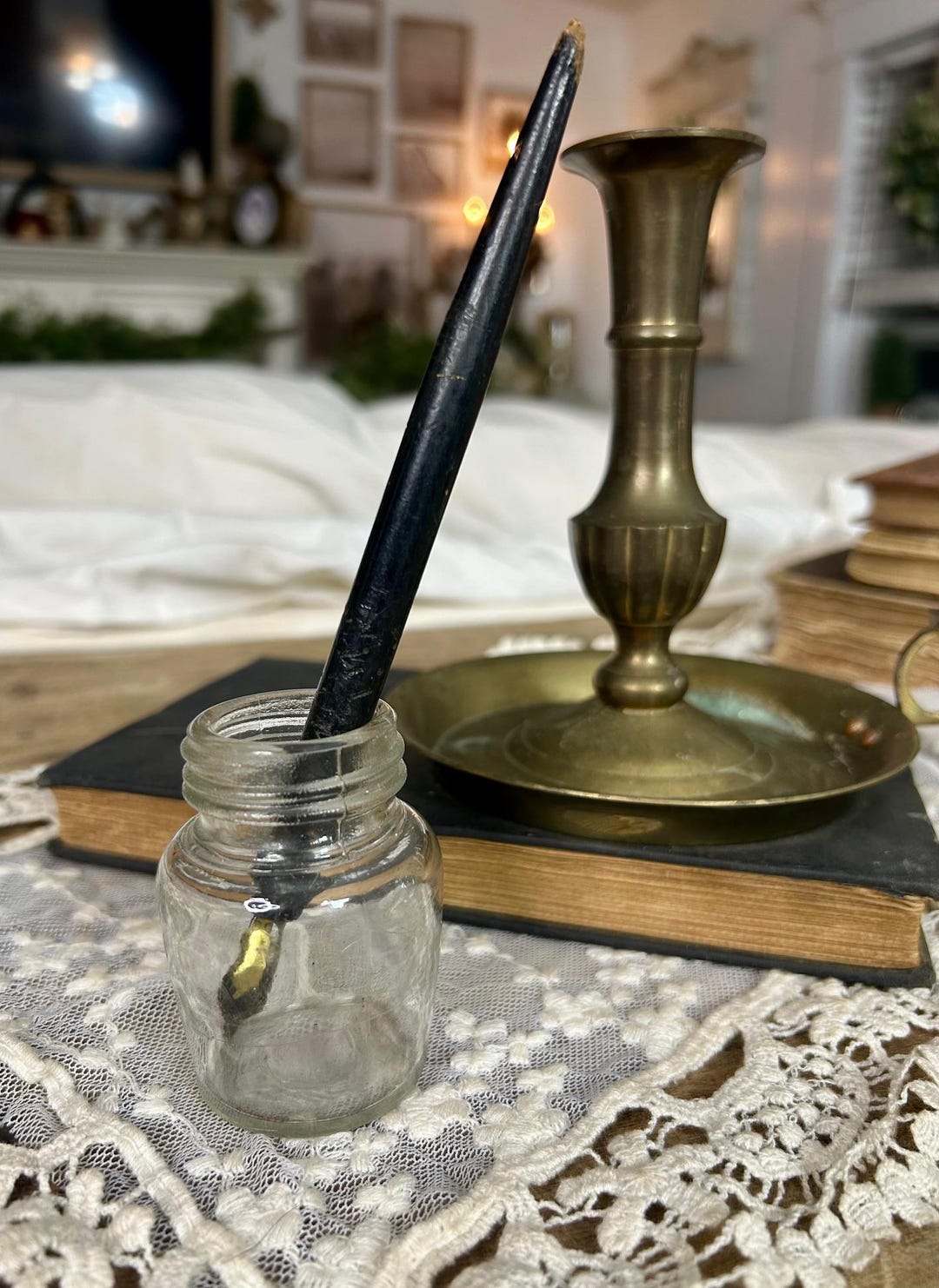 Vintage Antique Ink Well With Dip Pen - Etsy