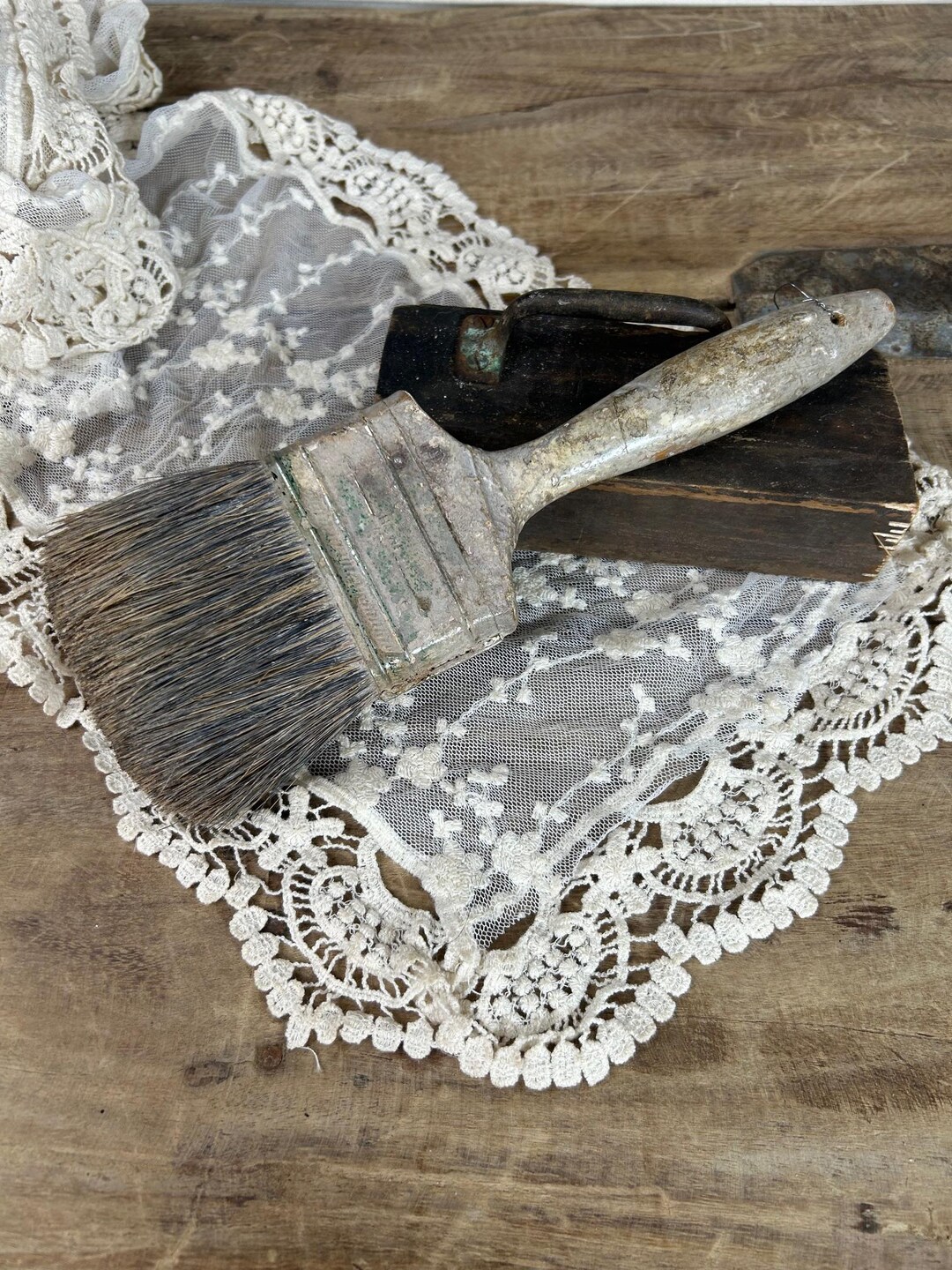 Vintage Black/brown Bristles Wooden Paintbrush Vignette Display - Etsy