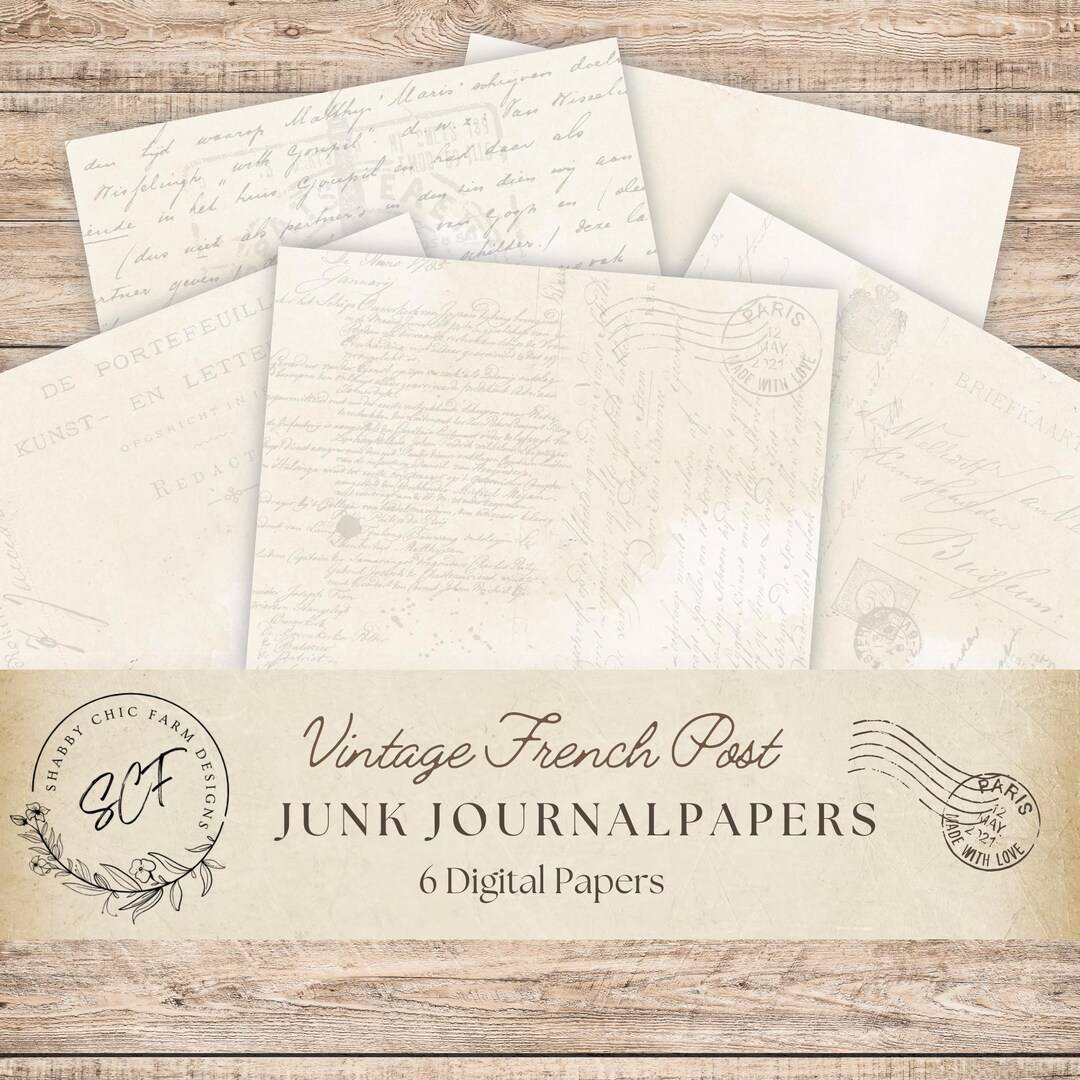 Vintage French Post Junk Journal Bi-fold Pages Shabby Chic Junk Journal ...