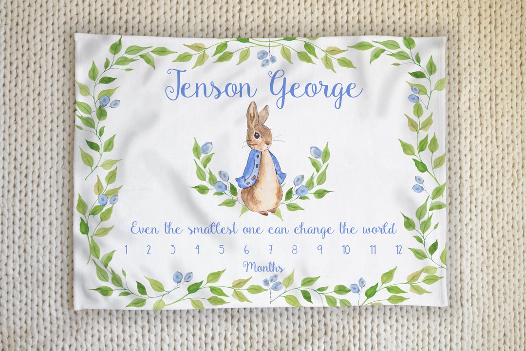 Peter Rabbit Baby Milestone Blanket, Rabbit Bedding, Personalized Baby ...